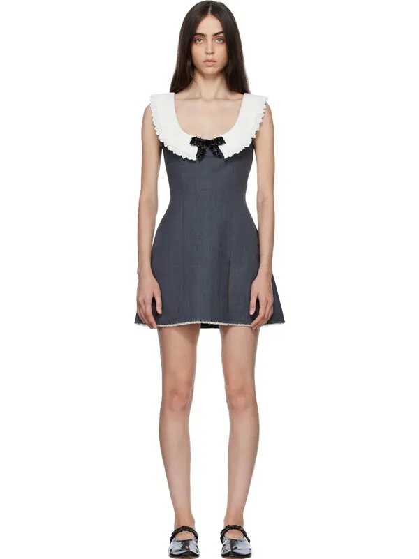 SHUSHU/TONG Sleeveless Dress With Ruffled Spoon Collar And Bow Applique - Black