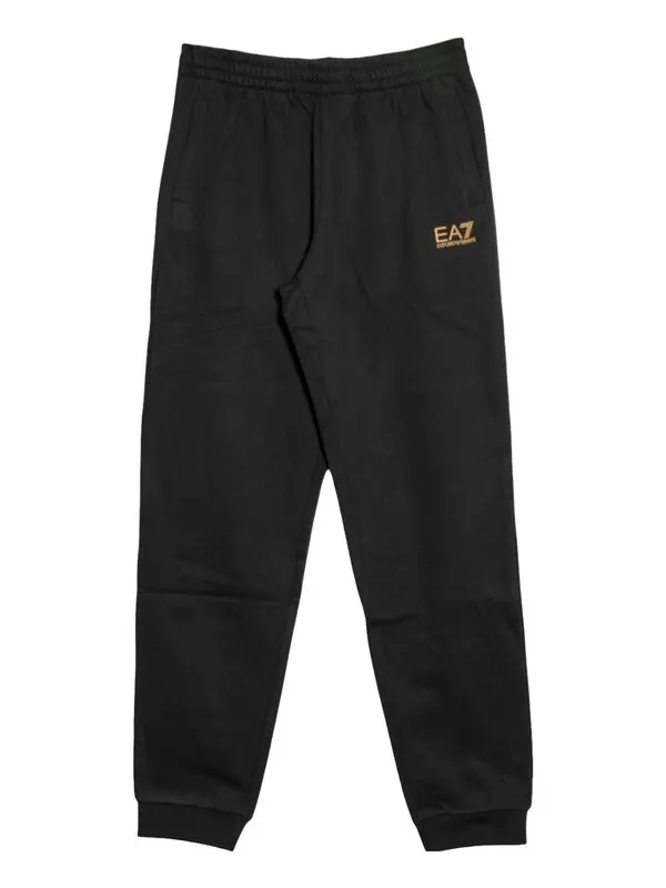 EA7 Logo Lettering Elasticated Waist Sweatpants - Black