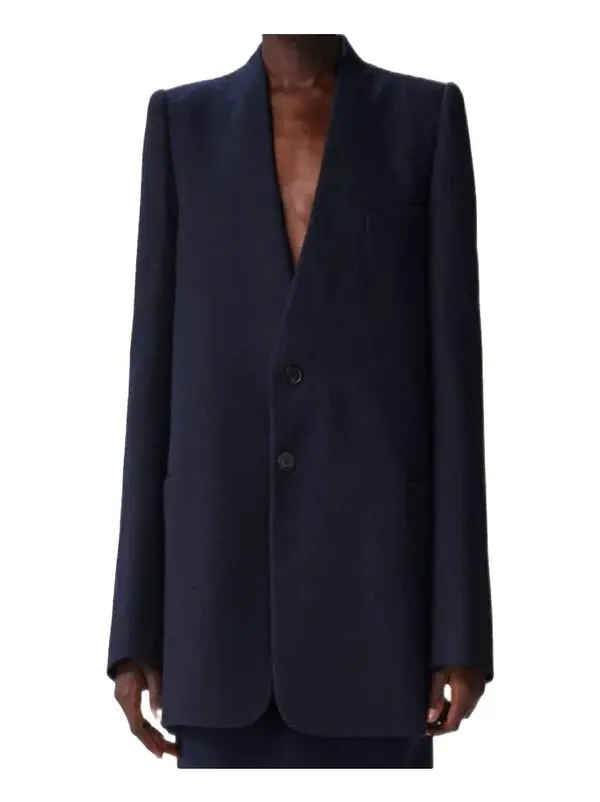 ANN DEMEULEMEESTER Wool V-neck Suit Coat - Black