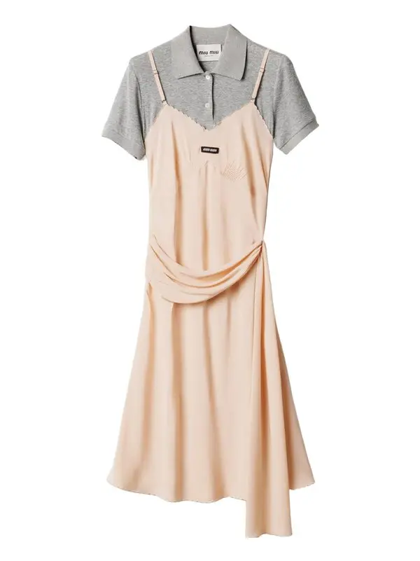 Miu Miu Two-toned Layered Dress - Peach/gray