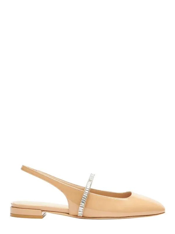 STUART WEITZMAN Stefanie Open-heeled Flats With Crystal Embellishments - Nude