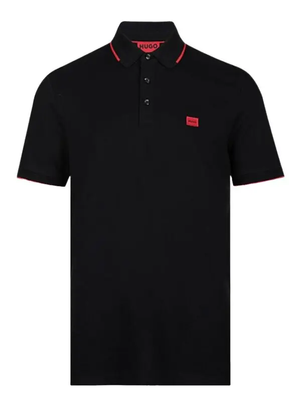 Hugo Boss Logo-patch Cotton Polo Shirt - Black