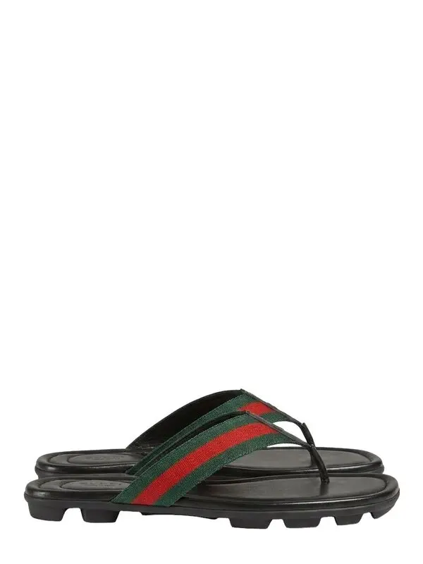Gucci Thong Sandals With Web Detailing - Black