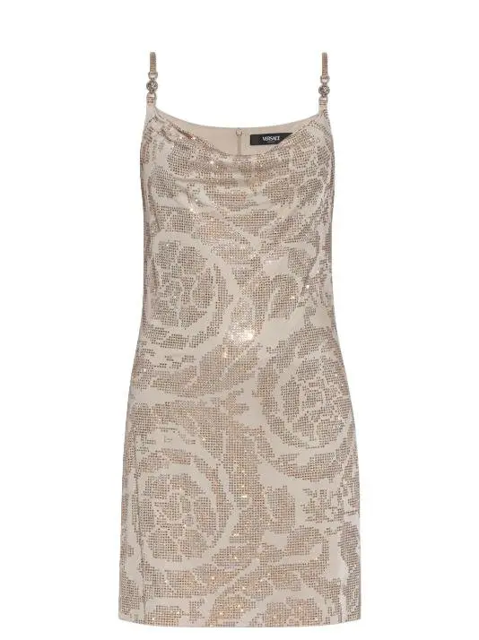 Versace Sequin Embellished Sleeveless Mini Dress - Nude