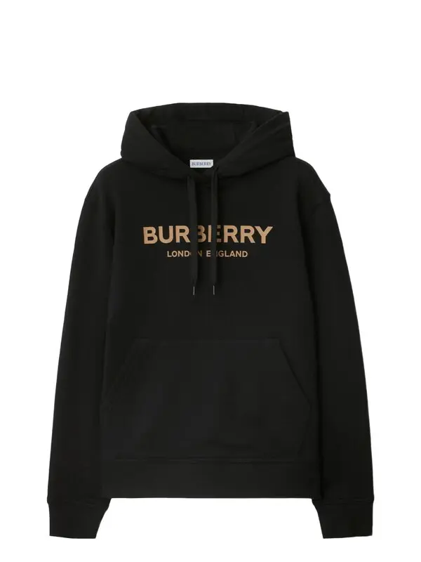 Burberry Logo Cotton Hoodie - Black