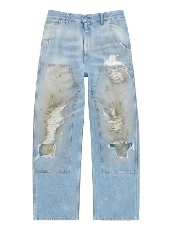 MAISON MARGIELA Distressed Light Wash Denim Jeans - Blue