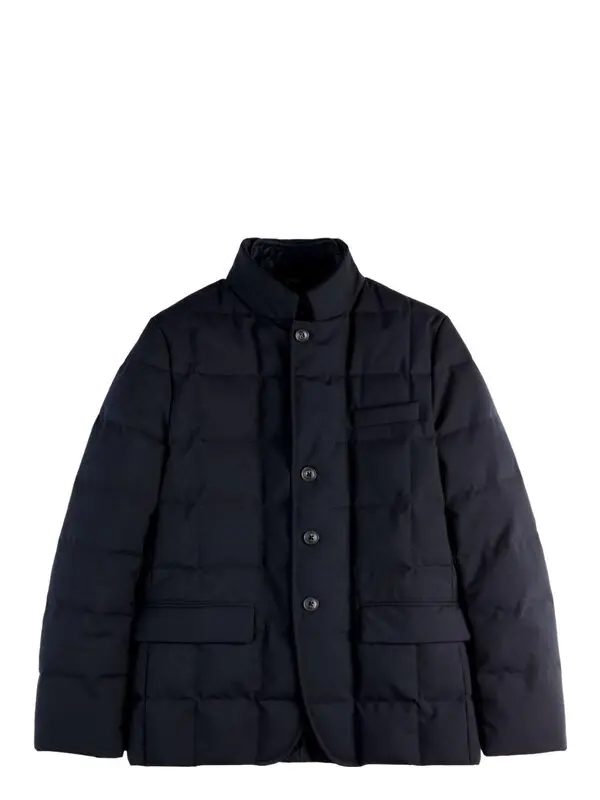 FAY Quilted Button-up Jacket With Concealed Zip And Flap Pockets - Blue