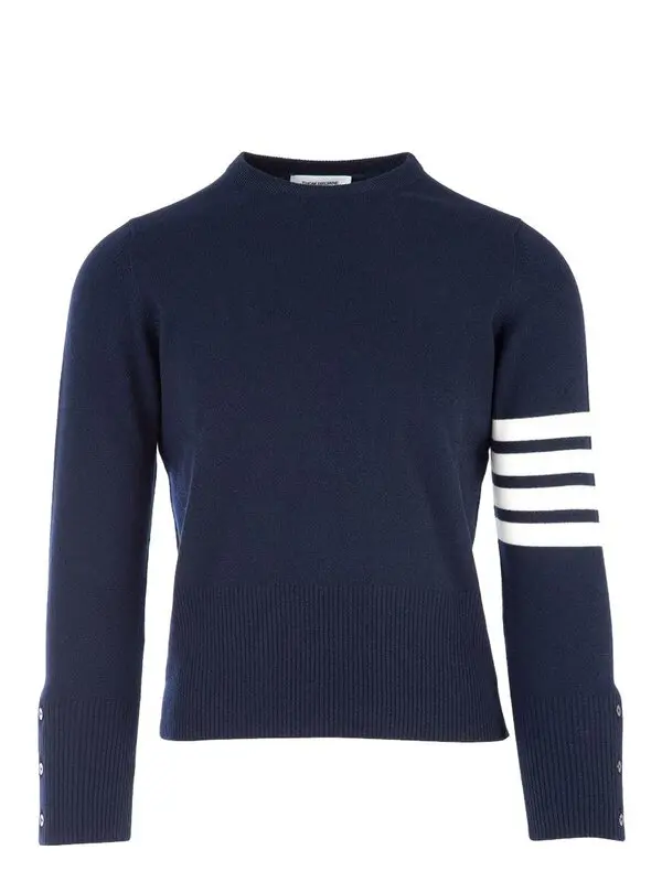 Thom Browne 4-bar Crewneck Pullover - Navy Blue
