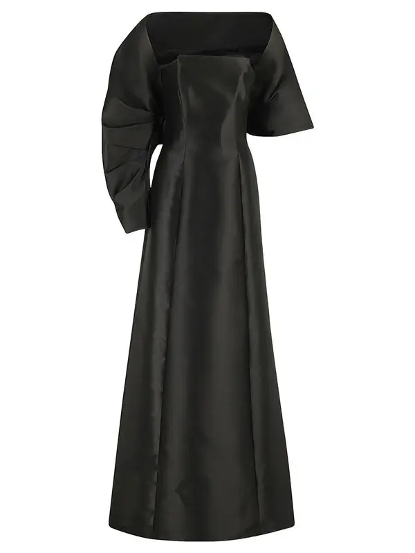 Alberta Ferretti Square Neck A-line Long Dress - Black