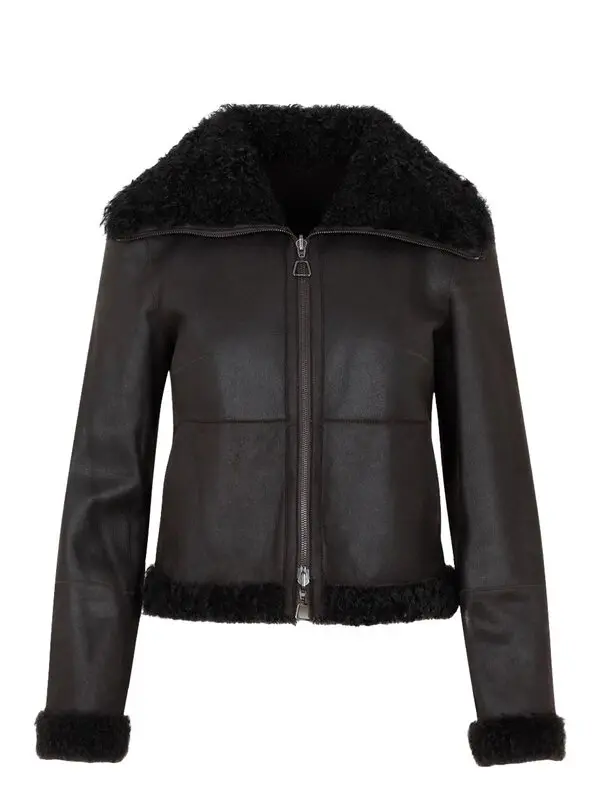 Akris Shearling-collar Leather Jacket - Black