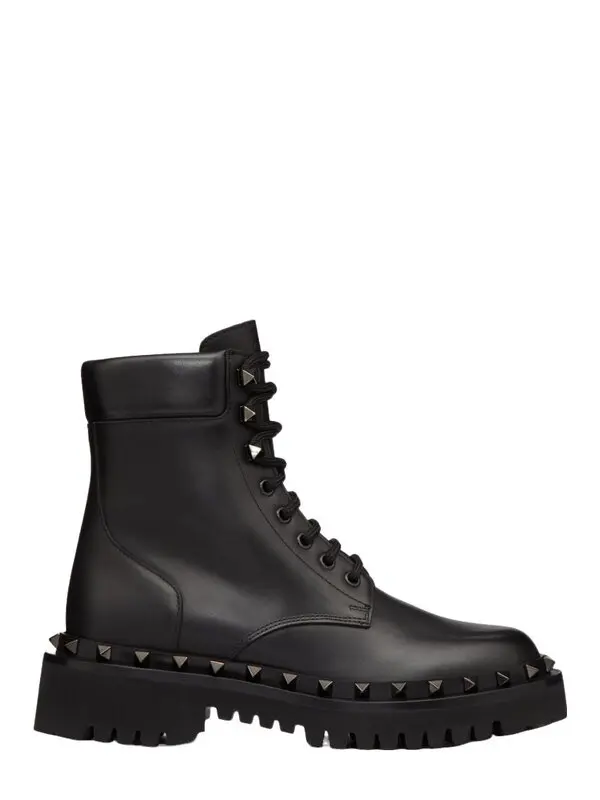 Valentino Garavani Rockstud Lace-up Ankle Boots - Black
