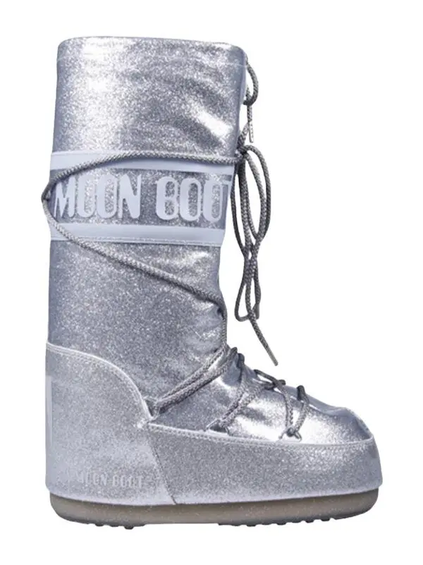 Moon Boot Icon Glitter Lace Up Boots - White