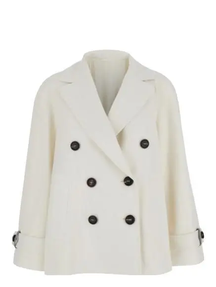 Brunello Cucinelli Double-breasted Long-sleeved Coat - White