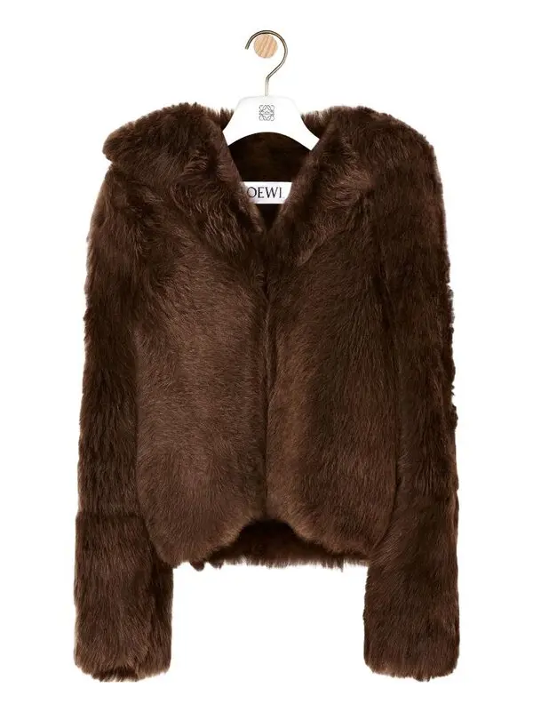 Loewe Shearling Hooded Jacket - Brown