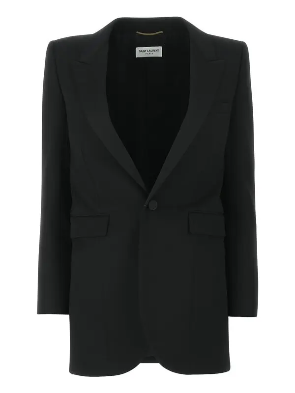 Saint Laurent Single-breasted Peak Lapel Blazer - Black