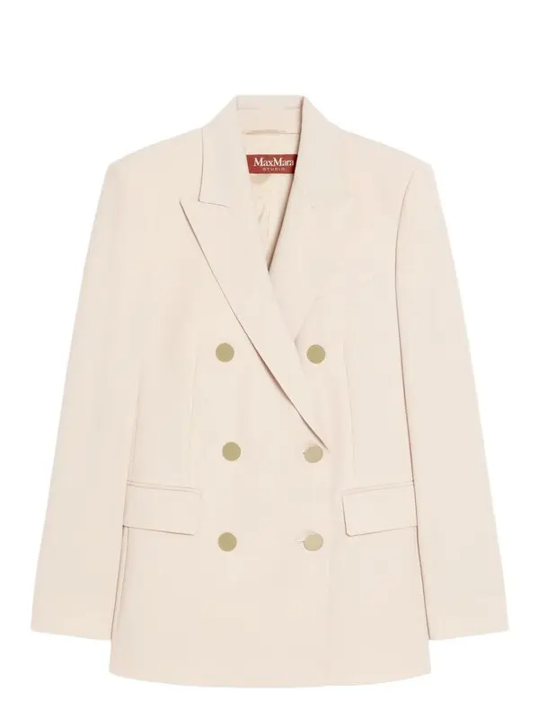 Max Mara Wool Satin Crêpe Double-breasted Blazer - White
