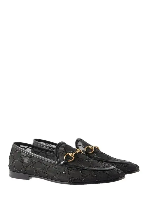 Gucci Crystal Embellished Horsebit Loafers - Black