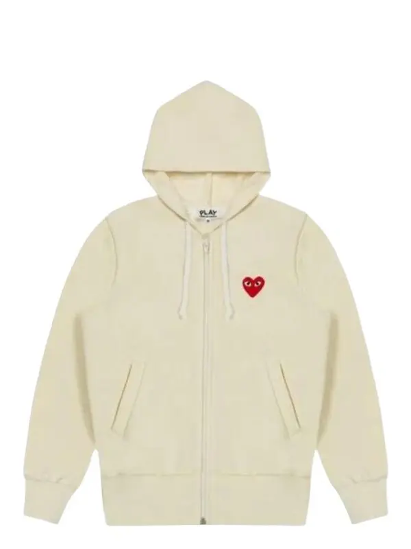 Play Comme Des Garcon Logo Zip-up Hoodie - Nude