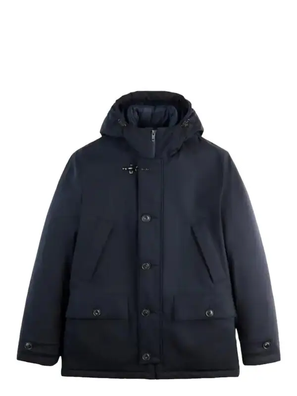 FAY Technical Gabardine Pea Coat - Blue