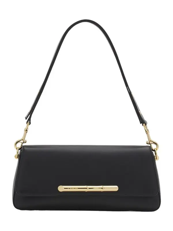 LANVIN Sequence Logo Engraved Shoulder Bag - Black
