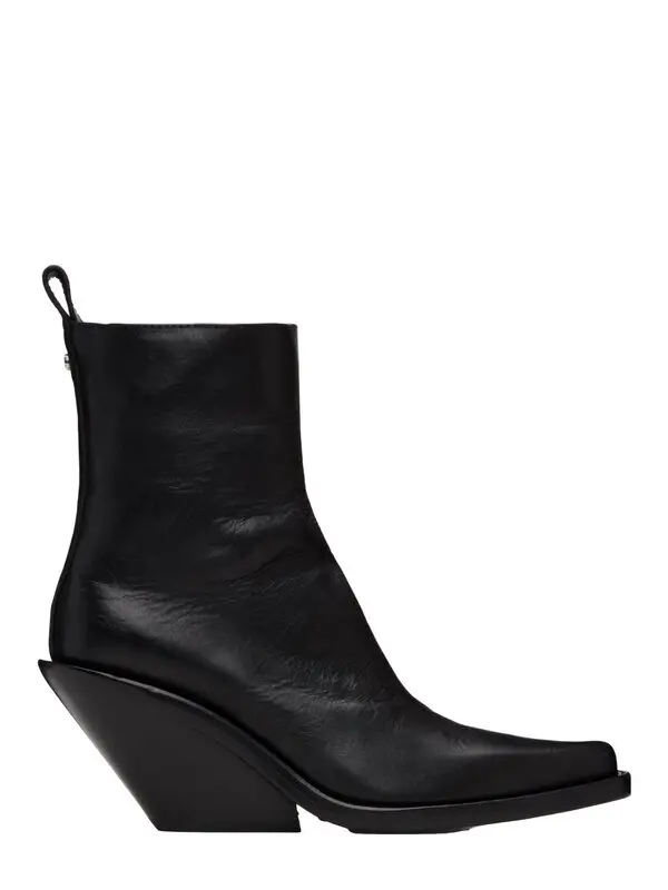 ANN DEMEULEMEESTER Grained Calfskin Zip Up Ankle Boots - Black