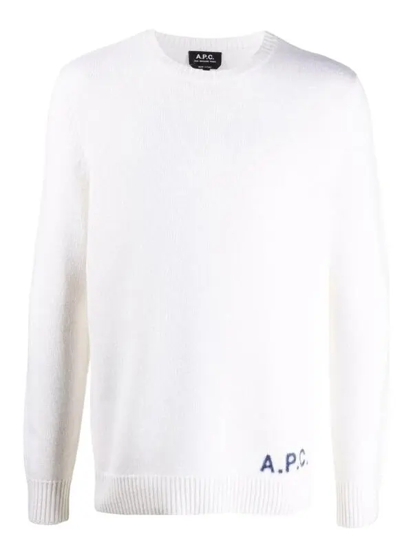 A.p.c. Embroidered Logo Wool Jumper - White