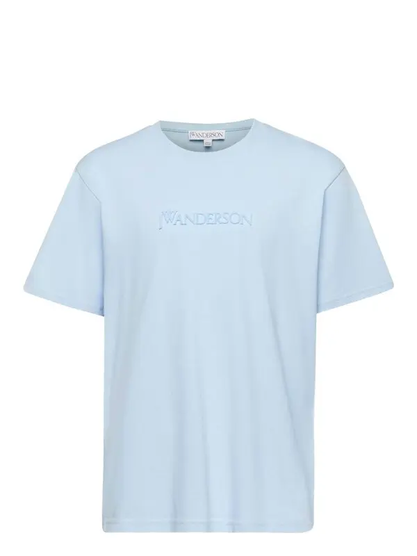 J.W.ANDERSON Logo-embroidered Cotton Shirt - Light Blue
