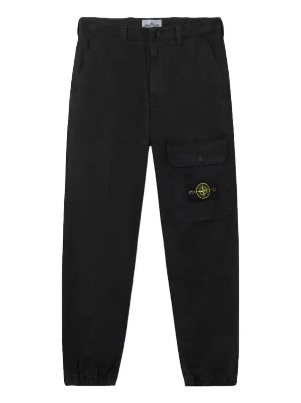 Stone Island Loose-fit Cargo Pants With Badge Detail - Black