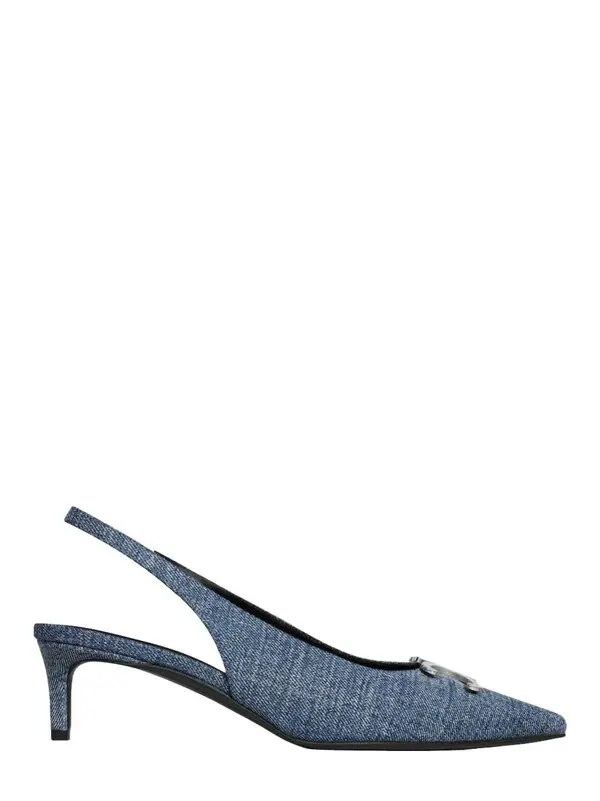 Celine Alma Triomphe Slingback In Denim - Blue