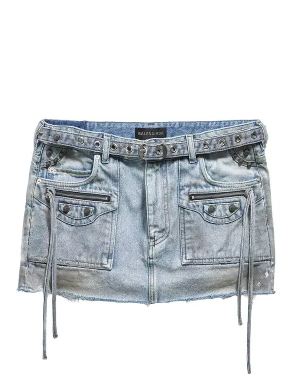 Balenciaga Cagole Mini Denim Skirt - Gray
