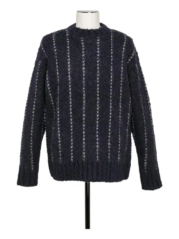 Sacai Long-sleeved Sweater With Striped Pattern - Black