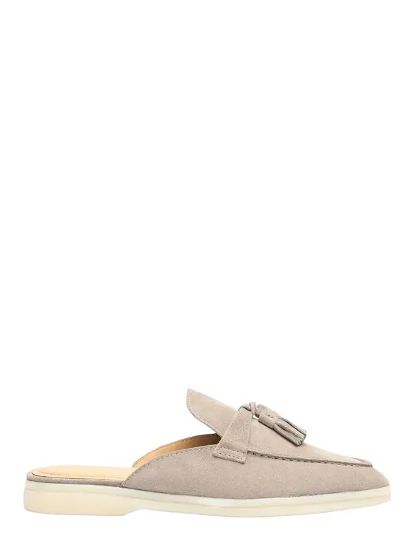SCAROSSO Lucrezia Tassel-detailed Slip-on Mules - Sand-suede Leather