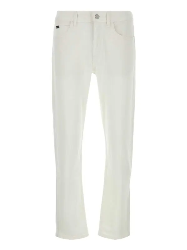 Hugo Boss Straight-leg Cotton Trousers - White