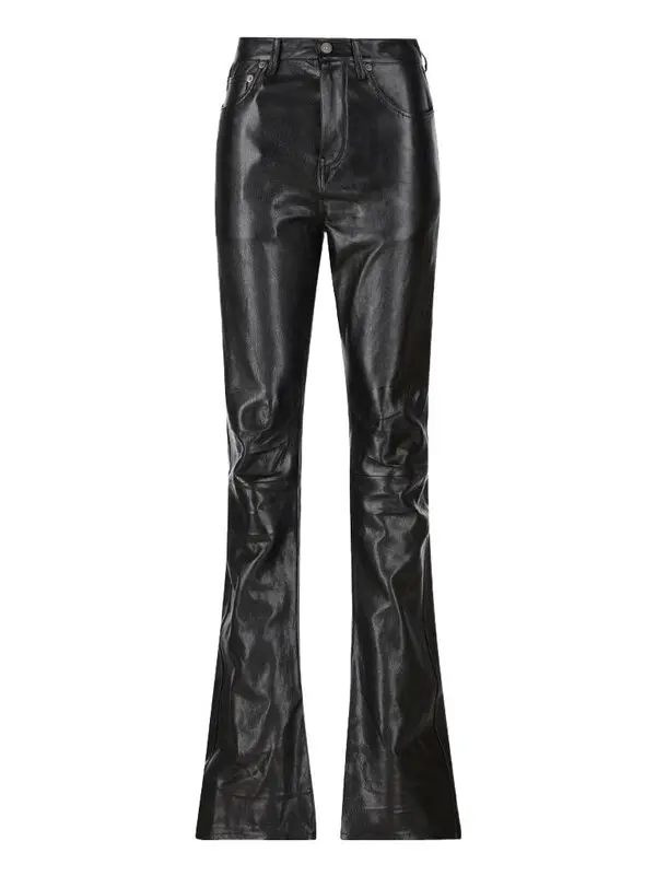 Balenciaga Flared Leather Trousers - Black