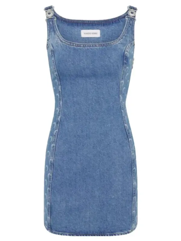 MARINE SERRE Moon Laser Sleeveless Mini Dress - Blue