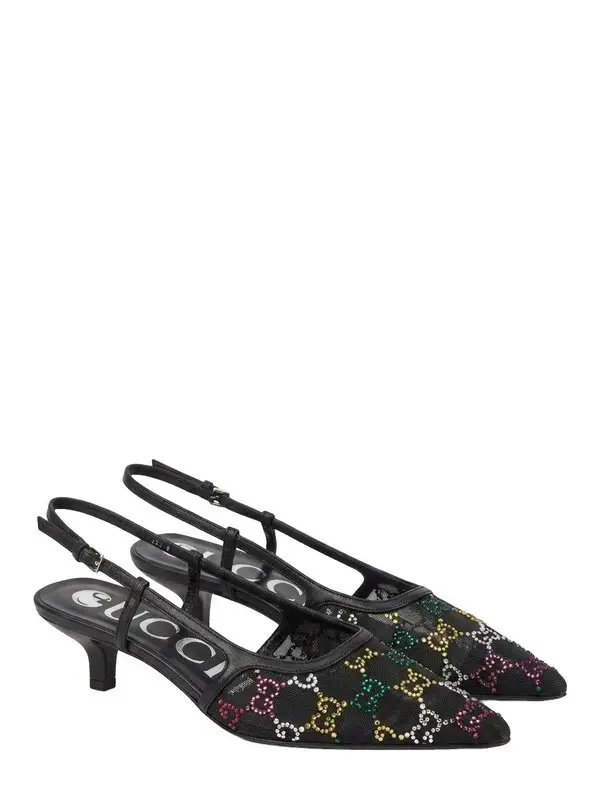 Gucci Embellished Slingback Pumps - Black