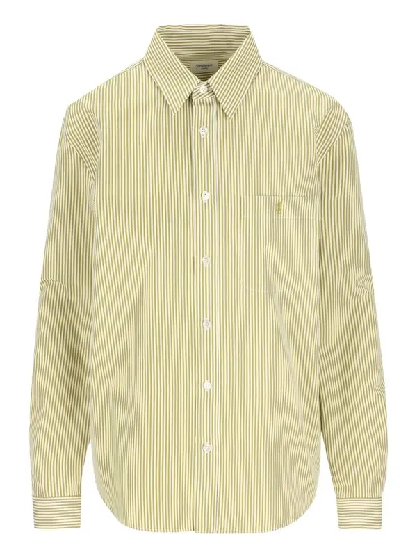 Saint Laurent Striped Button-up Shirt - Green