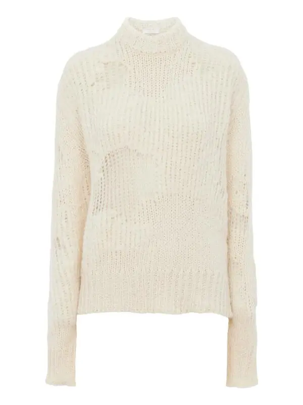 Chloé Chunky Distressed Jumper - White