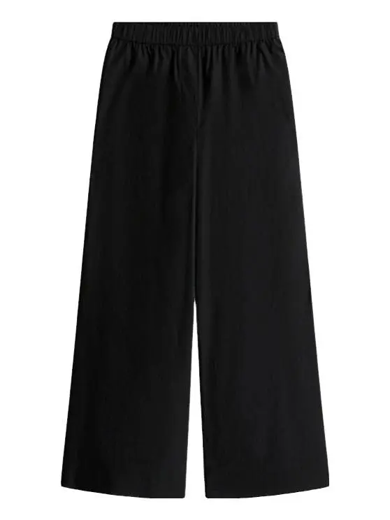 Tommy Hilfiger Wide Leg Relaxed Poplin Trousers - Black