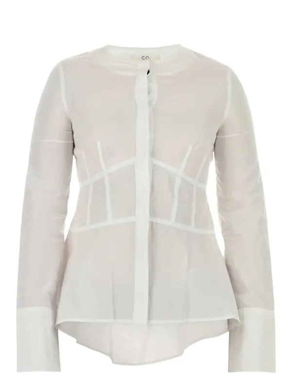Co Long Sleeve Peplum Top - White