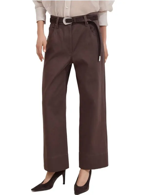 Brunello Cucinelli Belted Cotton Trousers - Red