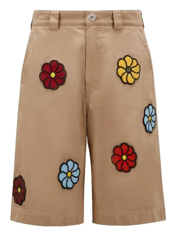 Moncler Embroidered Flower Bermuda Shorts - Brown