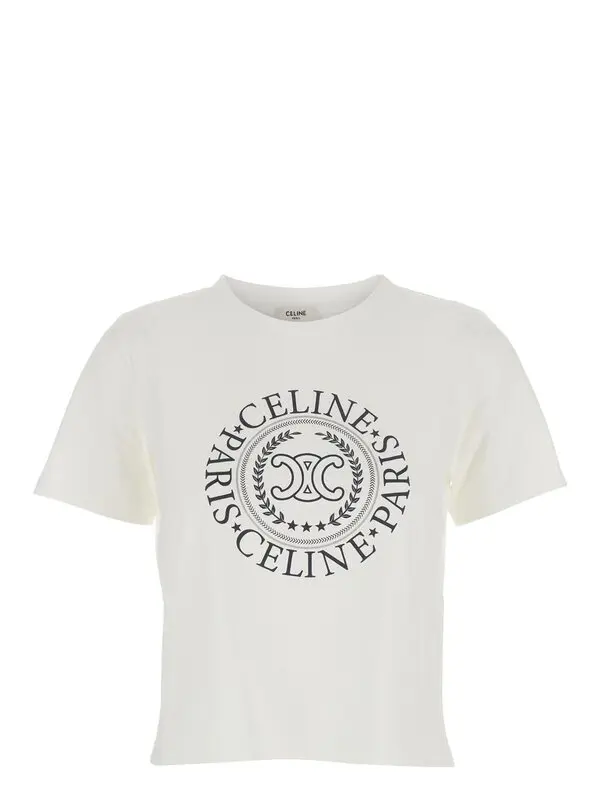 Celine Short-sleeved T-shirt - White/navy Blue