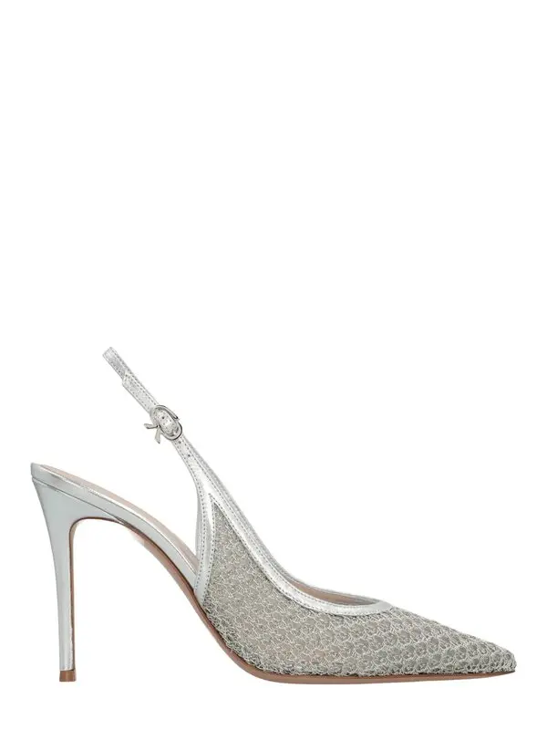 GIANVITO ROSSI Slingback Mesh Stiletto Heel Pumps - Silver