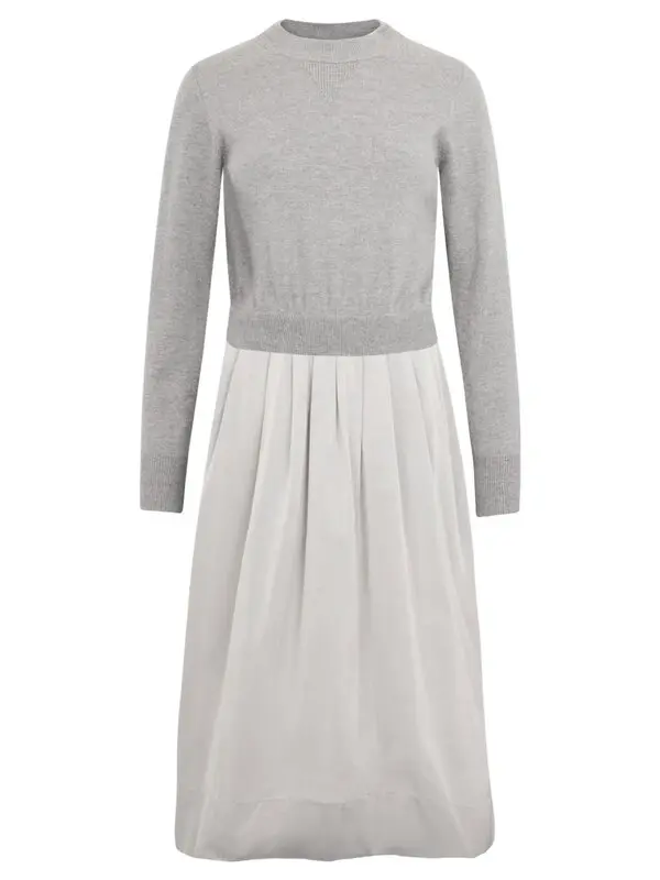 Peserico Crewneck Flared Midi Dress - Grey