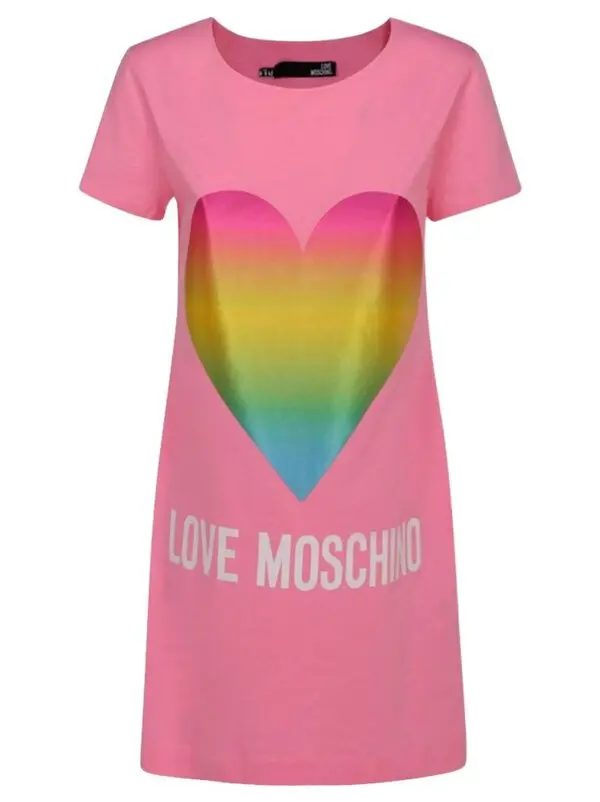 Moschino Heart Print T-shirt Dress - Pink
