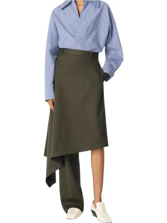 Bottega Veneta Asymmetrical Draped Skirt - Forest/caper Melange