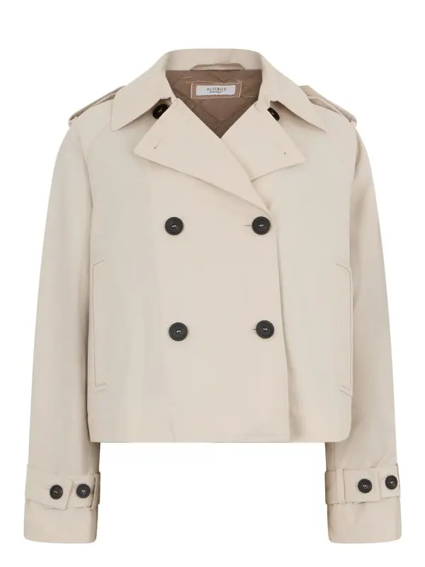 Peserico Double-breasted Cropped Jacket With Crystal Embellishments - Nude