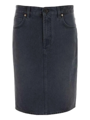 Miu Miu Denim Skirt With Back Slit Detail - Gray