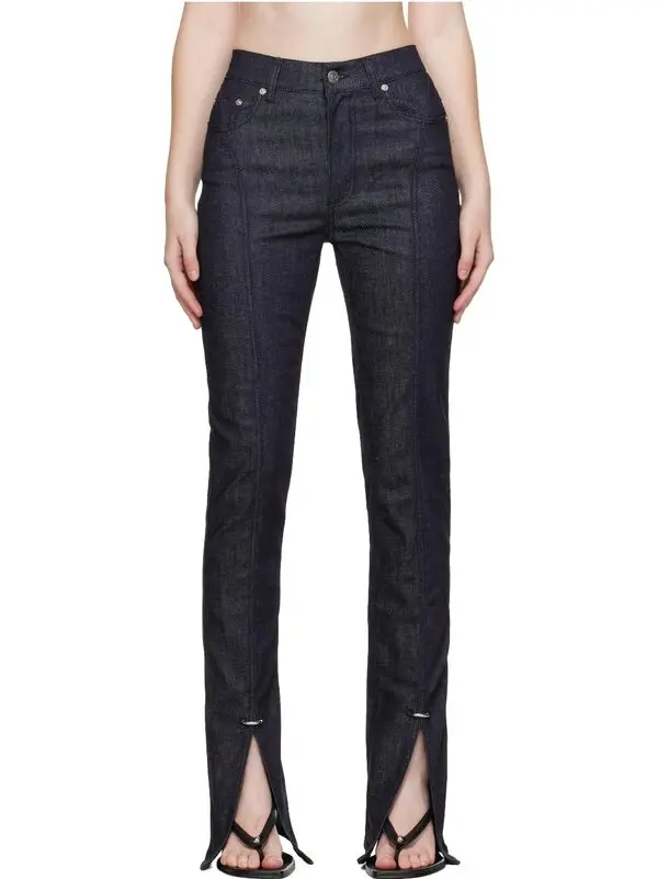 MUGLER Paneled Slit Denim Trousers - Black
